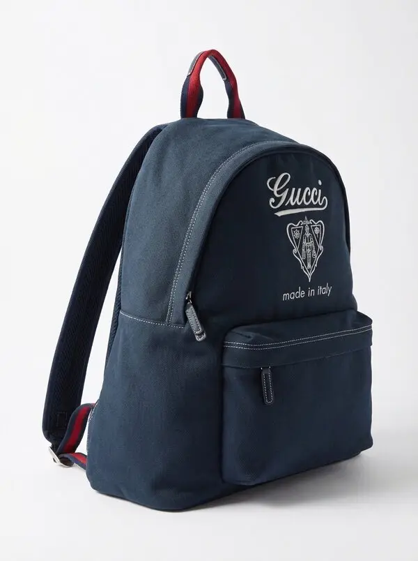 Gucci Logo Printed Zip-up Backpack