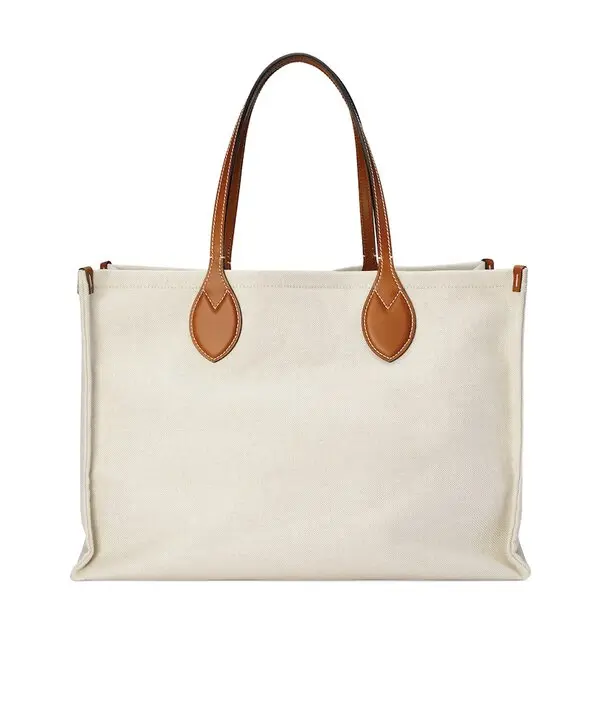 Gucci Logo Printed Medium Tote Bag - Beige