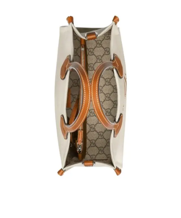 Gucci Logo Printed Tote Bag - Beige