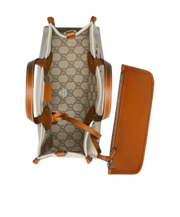 Gucci Logo Printed Tote Bag - Beige