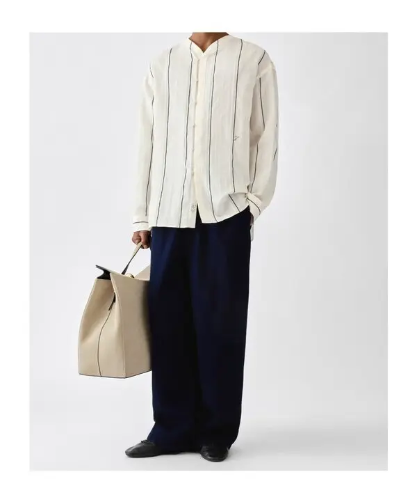 Jacquemus Vertical-stripe Collarless Shirt