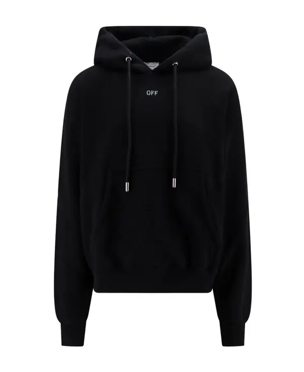 Off-White Logo Printed Drawstring Hoodie - Black