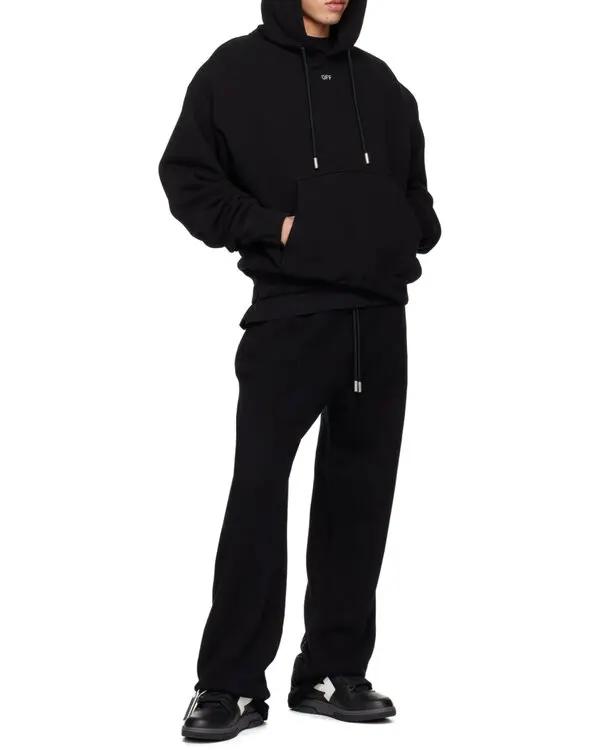 Off-White Logo Printed Drawstring Hoodie - Black