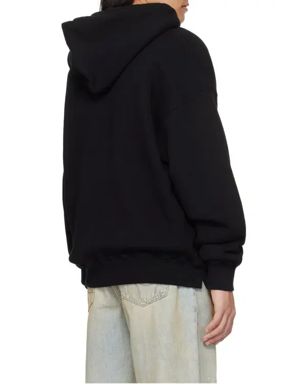 Off-White Logo Printed Drawstring Hoodie - Black