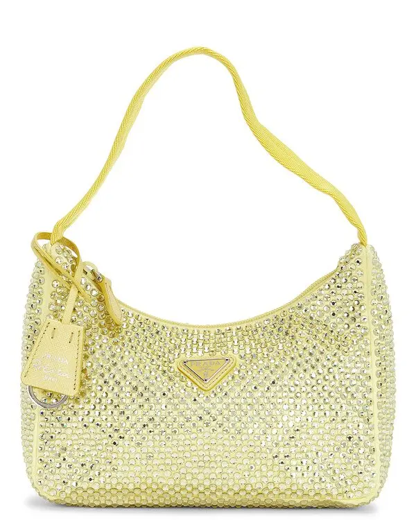 FWRD RENEW Prada Satin Crystal Mini Re-edition 2000 Shoulder Bag