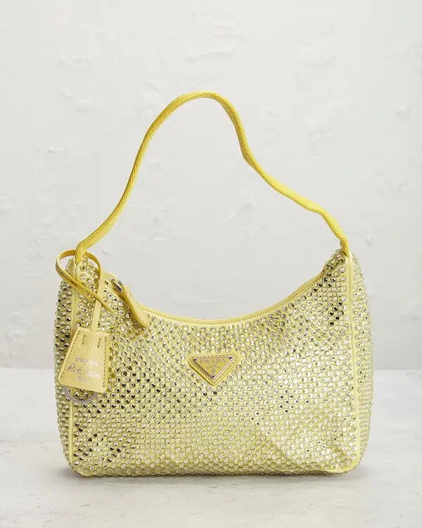 FWRD RENEW Prada Satin Crystal Mini Re-edition 2000 Shoulder Bag