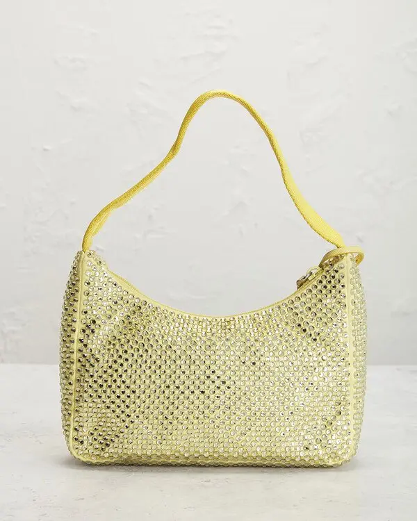 FWRD RENEW Prada Satin Crystal Mini Re-edition 2000 Shoulder Bag