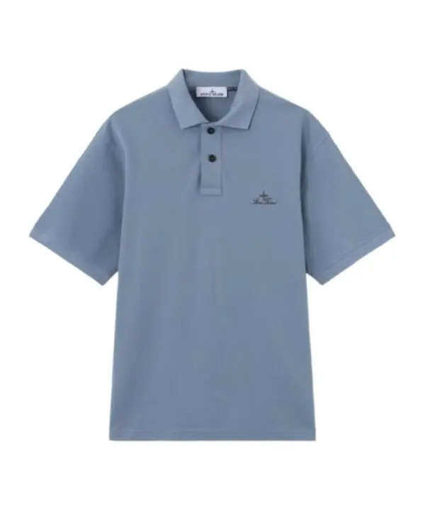 Stone Island Logo-embroidered Polo Shirt - Avio Blue