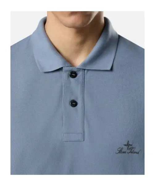Stone Island Logo-embroidered Polo Shirt - Avio Blue