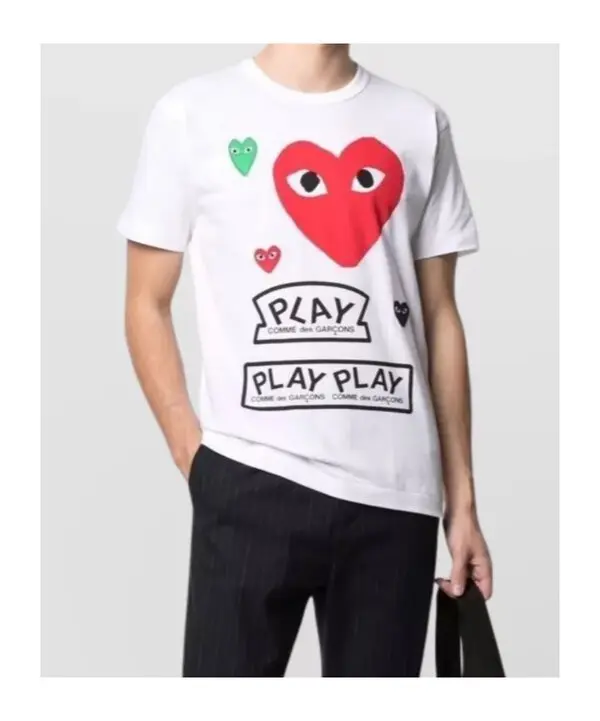 Play Comme Des Garcon Heart-print Cotton T-shirt - White
