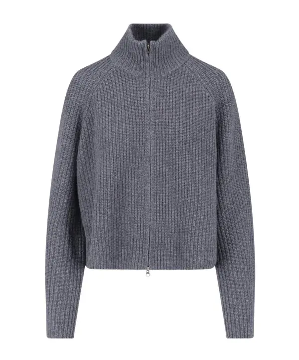 LISA YANG Ribbed Zip-up Knitted Sweater