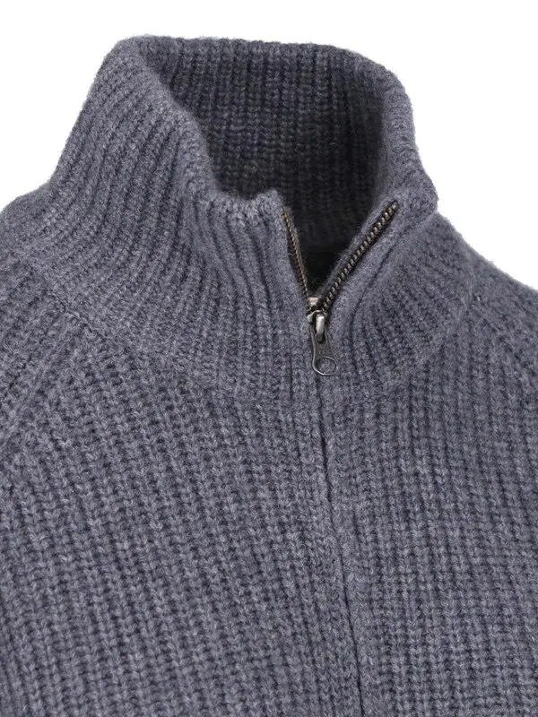 LISA YANG Ribbed Zip-up Knitted Sweater