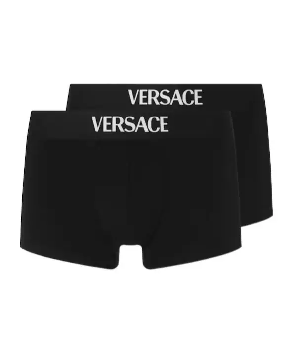 Versace Logo Waistband Trunks - Black