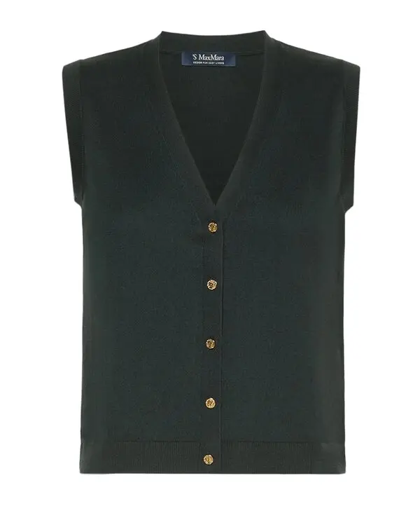 Max Mara V-neck Button-up Vest - Dark Green