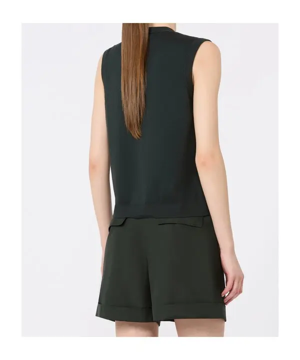 Max Mara V-neck Button-up Vest - Dark Green