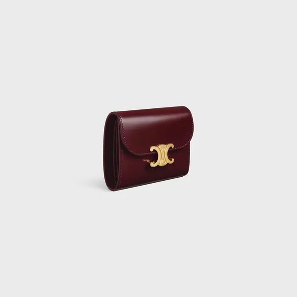 Celine Small Flap Wallet Triomphe In Shiny Calfskin