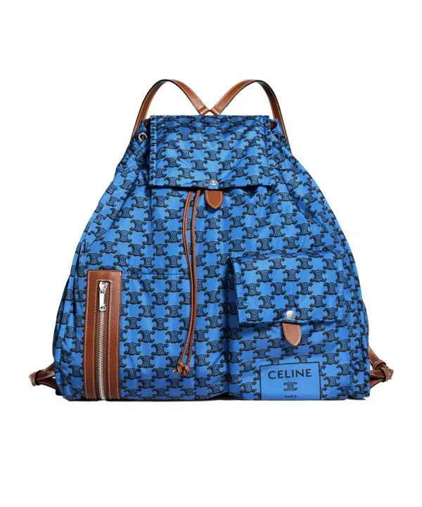 Celine Backpack Padded In Nylon And Calfskin - Blue