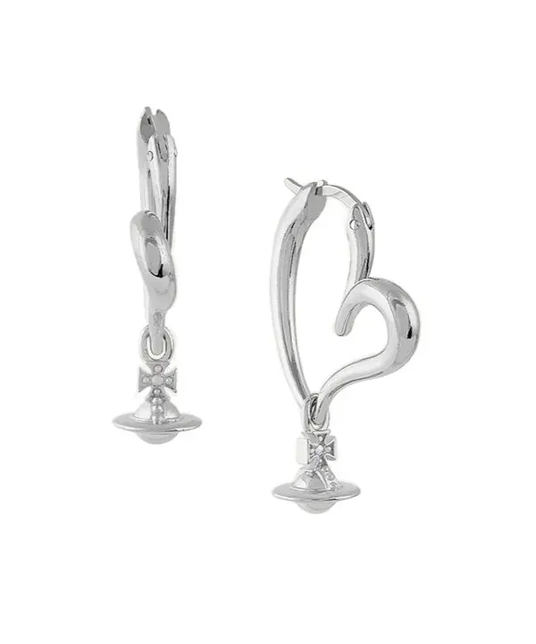 VIVIENNE WESTWOOD Sculptural Hoop Heart Earrings - Platinum