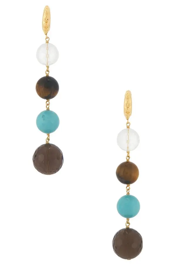 Chan Luu Dangle Earrings In 18k Gold Plated Sterling Silver With -stone Arrangement