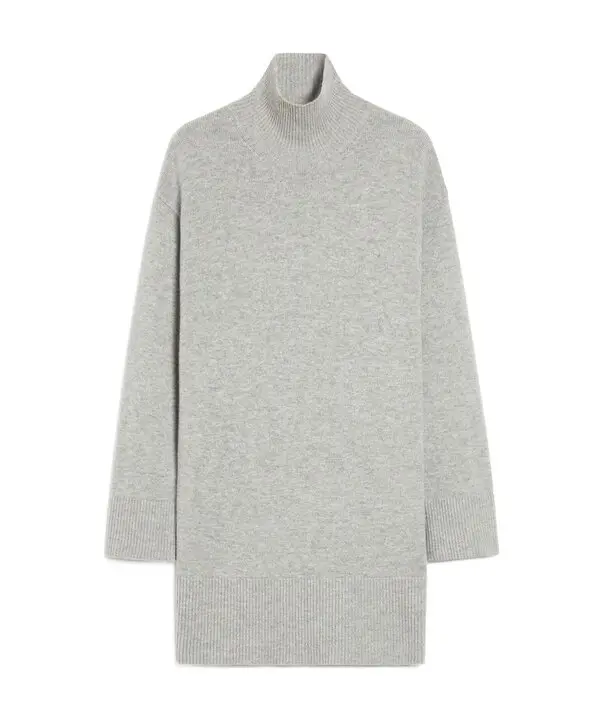 Max Mara Wool And Cashmere Polo-neck Dress - Medium Gray
