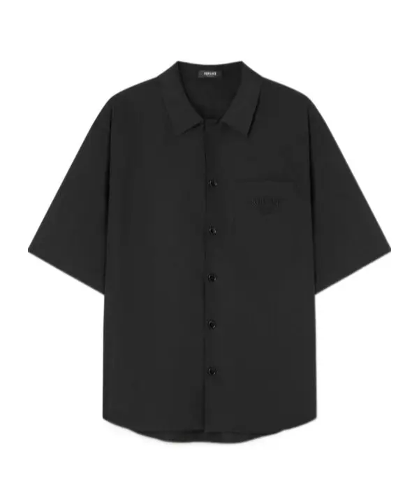 Versace Medusa Chains Embroidered Short-sleeved Shirt - Black