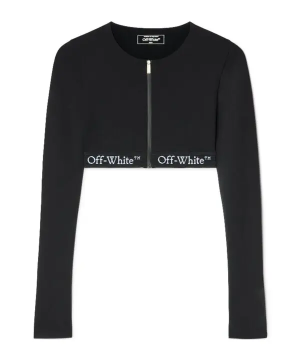 Off-White Logo Band Zip Crop Top