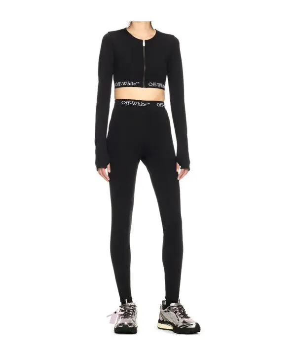 Off-White Logo Band Zip Crop Top