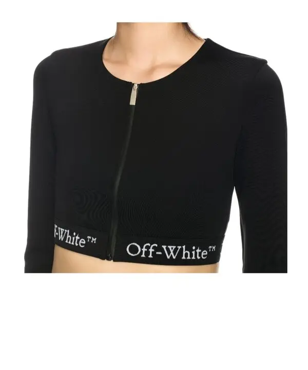 Off-White Logo Band Zip Crop Top