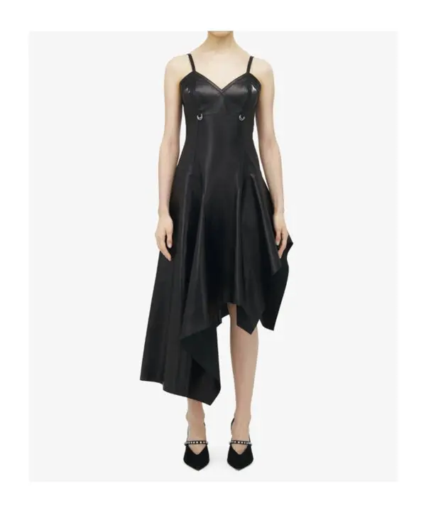 Alexander McQueen Leather Asymmetrical Dress
