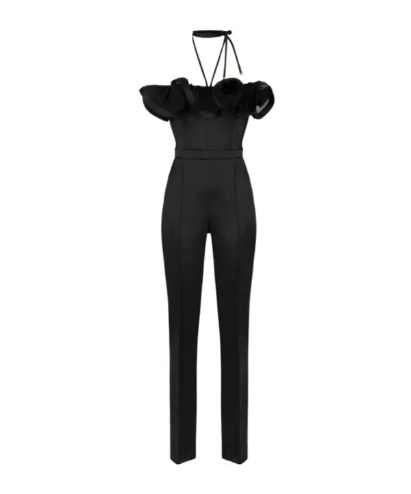 Elisabetta Franchi Ruffled Corset-style Jumpsuit - Black
