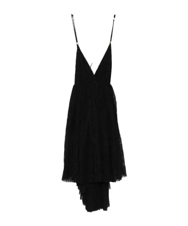 Elisabetta Franchi Lace Asymmetric Mini Dress - Black