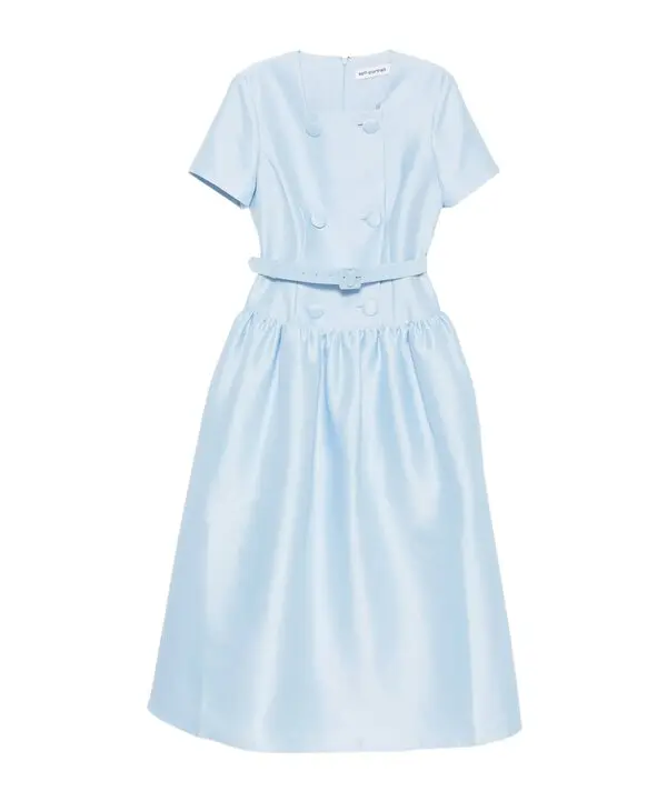 SELF-PORTRAIT Double-breasted Midi Dress - Blue