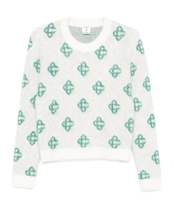 Casablanca Teal-patterned Crewneck Jumper - White