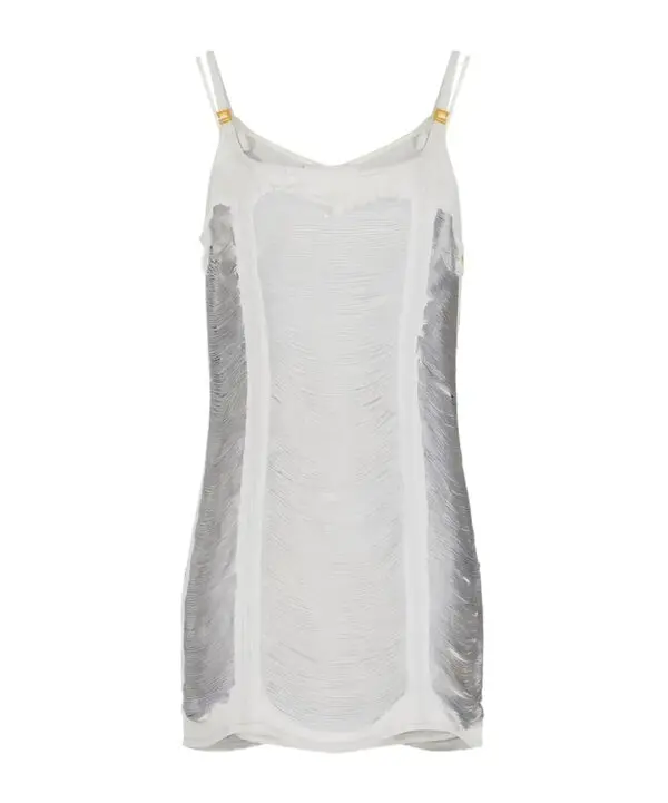 Elisabetta Franchi Fringed Strap Mini Dress - White