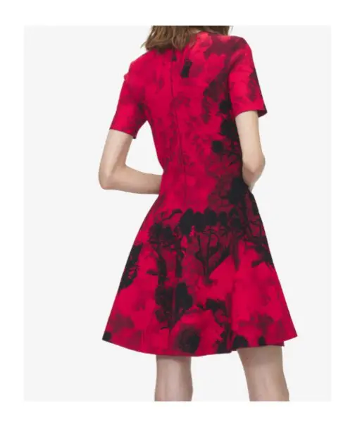 Alexander McQueen Crew-neck Flared-hem Mini Dress