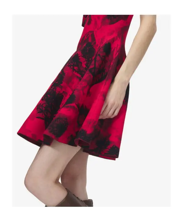 Alexander McQueen Crew-neck Flared-hem Mini Dress