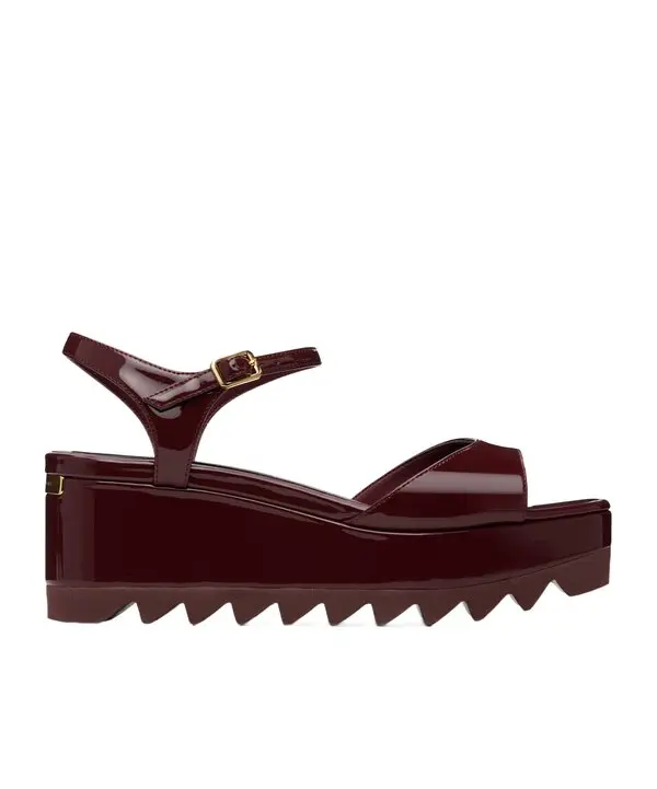 Stella McCartney Elyse Patent Leather Platform Sandals - Red Gala