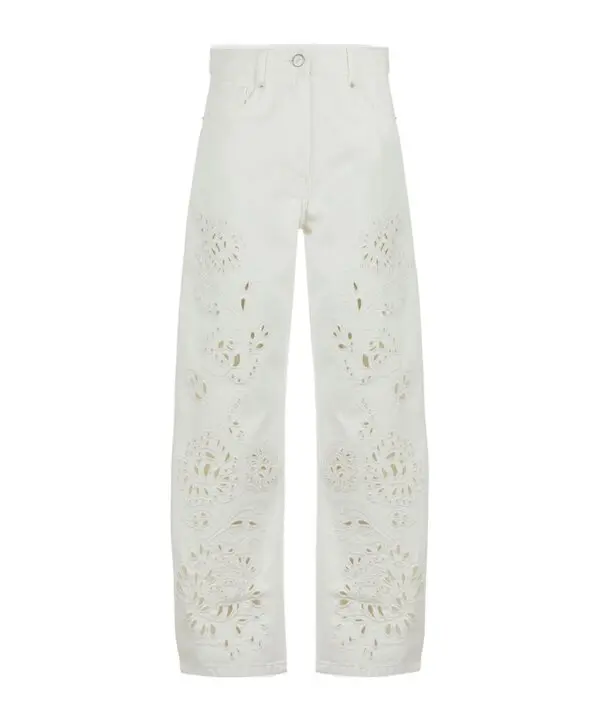 Farm Rio Richeueu Logo-patch Broderie-anglaise Jeans - White