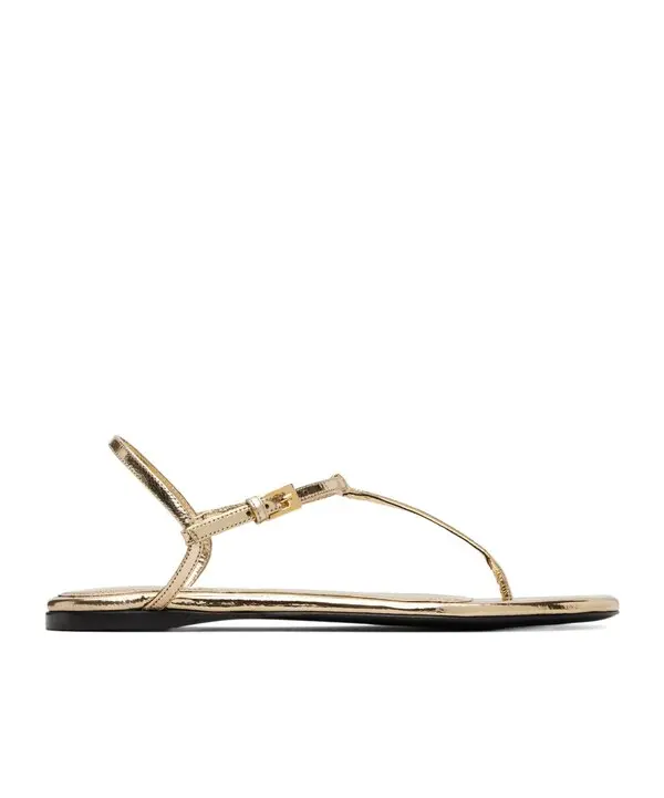 Paris Texas Metallic Flat Sandals - Golden