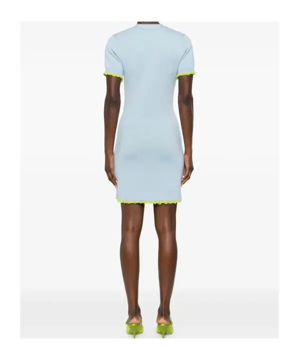 Casablanca Pearl-embellishment Mini Dress - Blue
