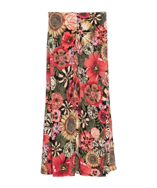 Farm Rio Floral Pattern Midi Skirt - Multicolor