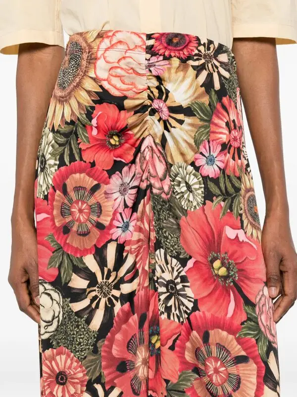 Farm Rio Floral Pattern Midi Skirt