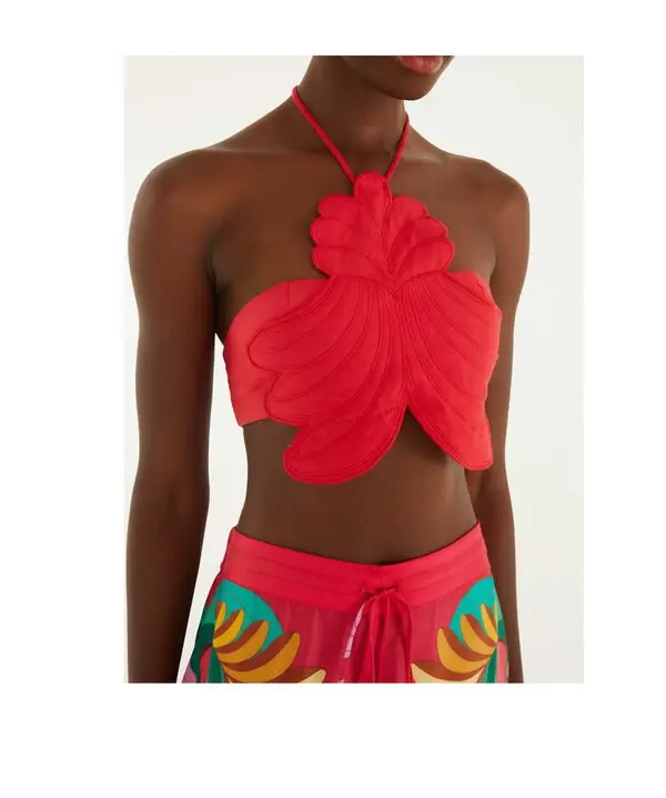 Farm Rio Appliqué Halterneck Top