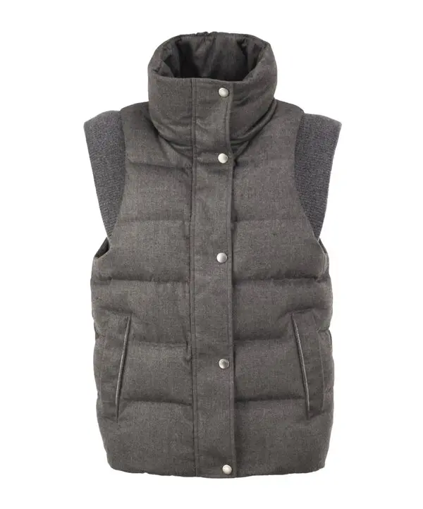 Peserico High-neck Down Vest With Lurex Inserts - No