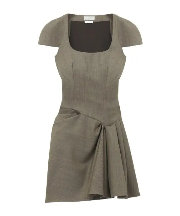 Alexander McQueen Draped Cap-sleeve Mini Dress - Light Brown