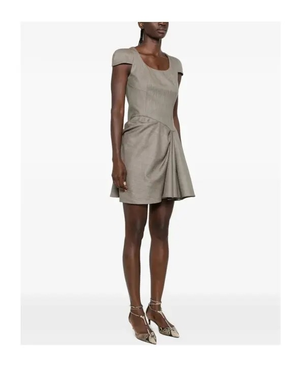 Alexander McQueen Draped Cap-sleeve Mini Dress - Light Brown