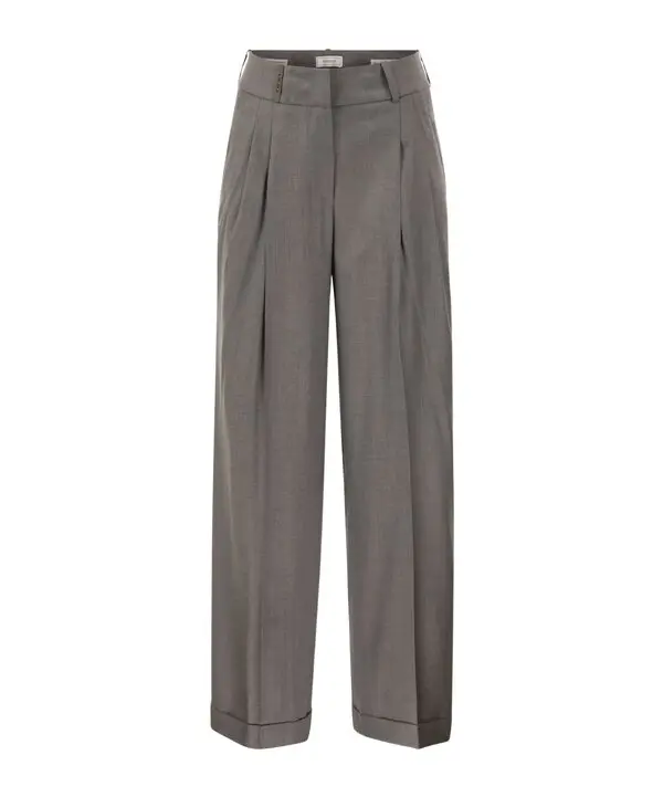 Peserico Pleated Twill Trousers - Gray