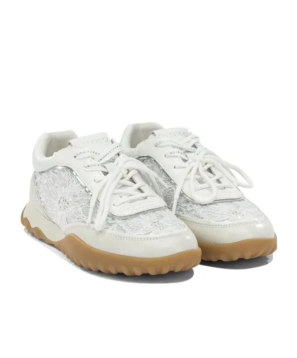 Pinko Lace-panelled Sequin-embellished Sneakers