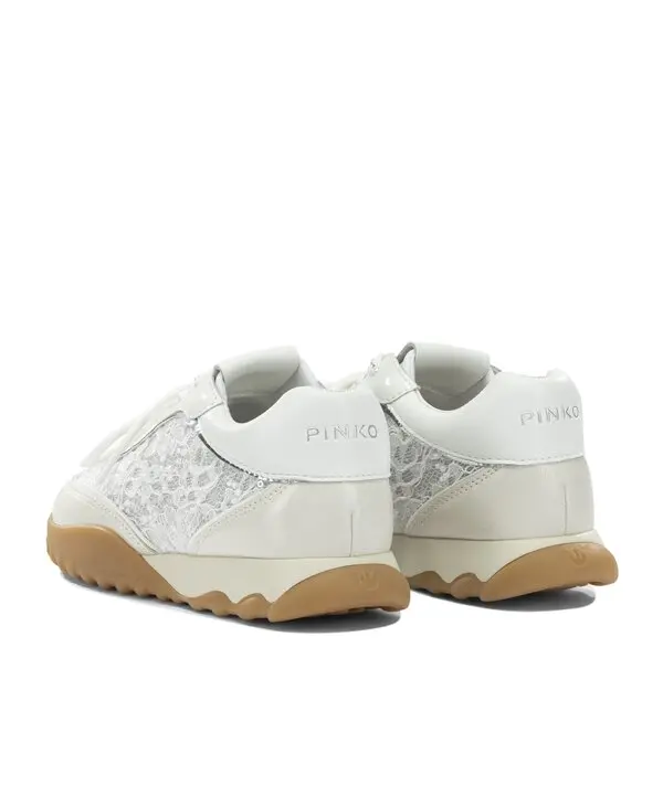 Pinko Lace-panelled Sequin-embellished Sneakers