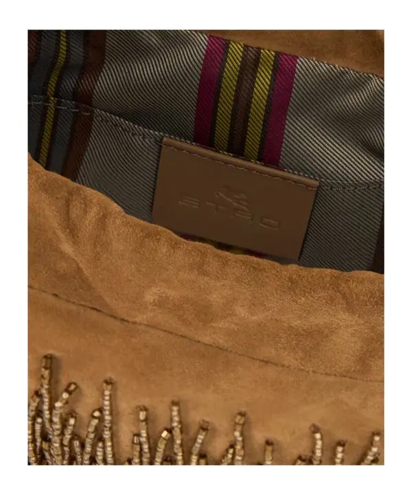 Etro Small Suede Kalispera Bag With Bead Fringes